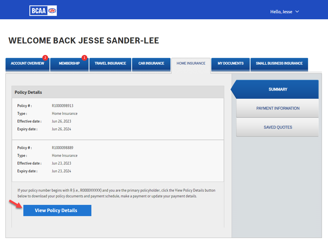 How can I make a payment for my home insurance policy online?